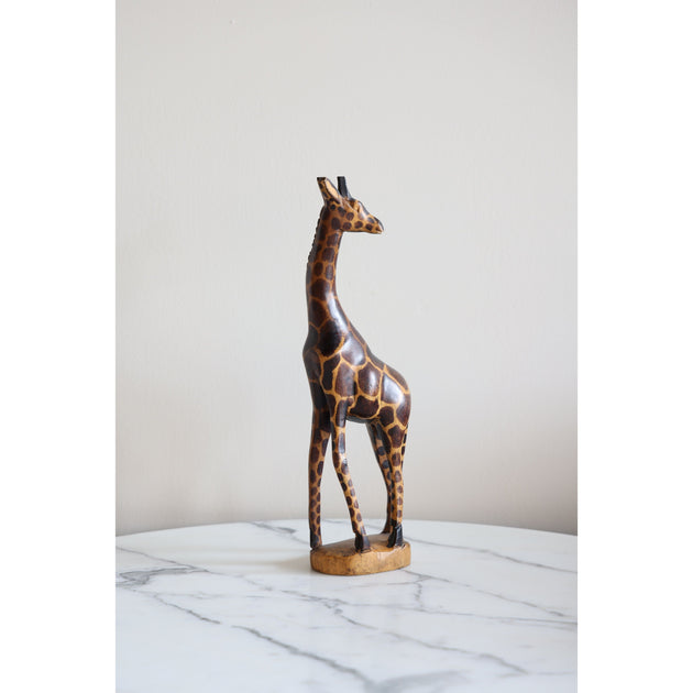 Vintage 1980 Hand Carved Wooden Giraffe from Kenya – Park and Oak Collected