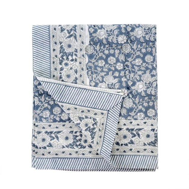 Primrose Block Print Tablecloth - Grey Blue – Park and Oak Collected